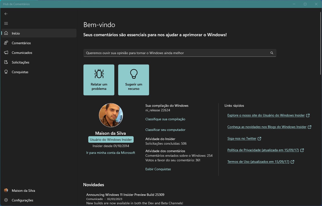Como enviar Comentários à Microsoft com o aplicativo Hub de Comentários – Maison da Silva