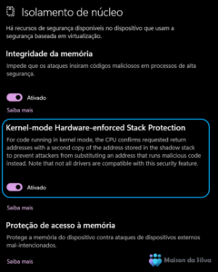Como Ativar o Isolamento de núcleo para resolver “Kernel-mode Hardware ...